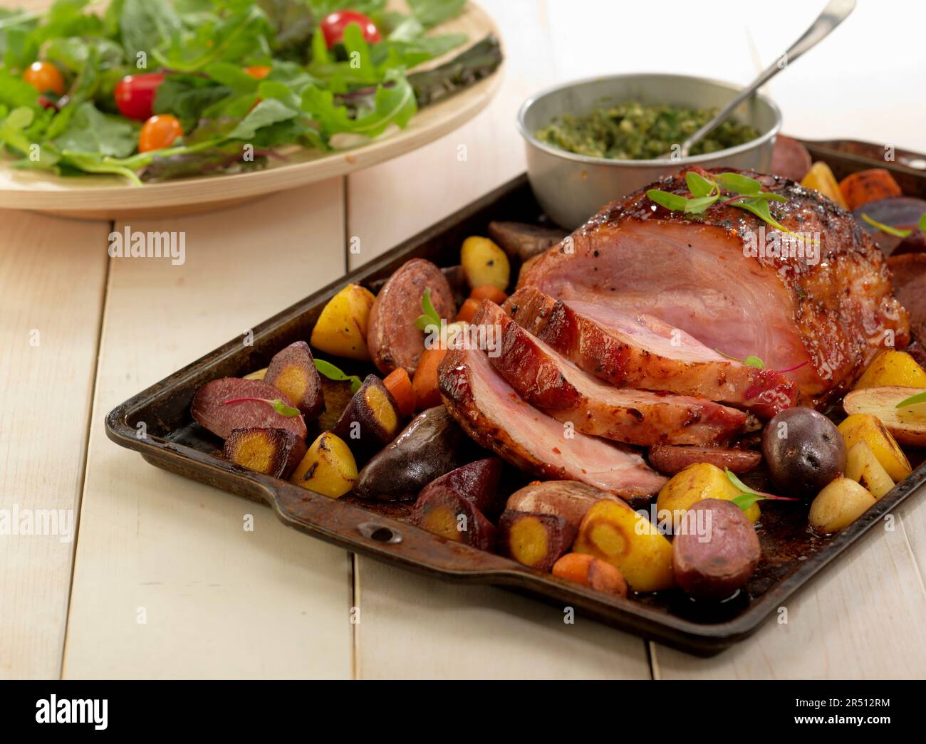 Roast pork with jacket potatoes Stock Photo - Alamy