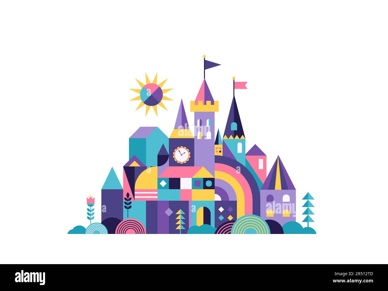 Colorful fairy tale castle flat vector illustration Stock Vector Image ...