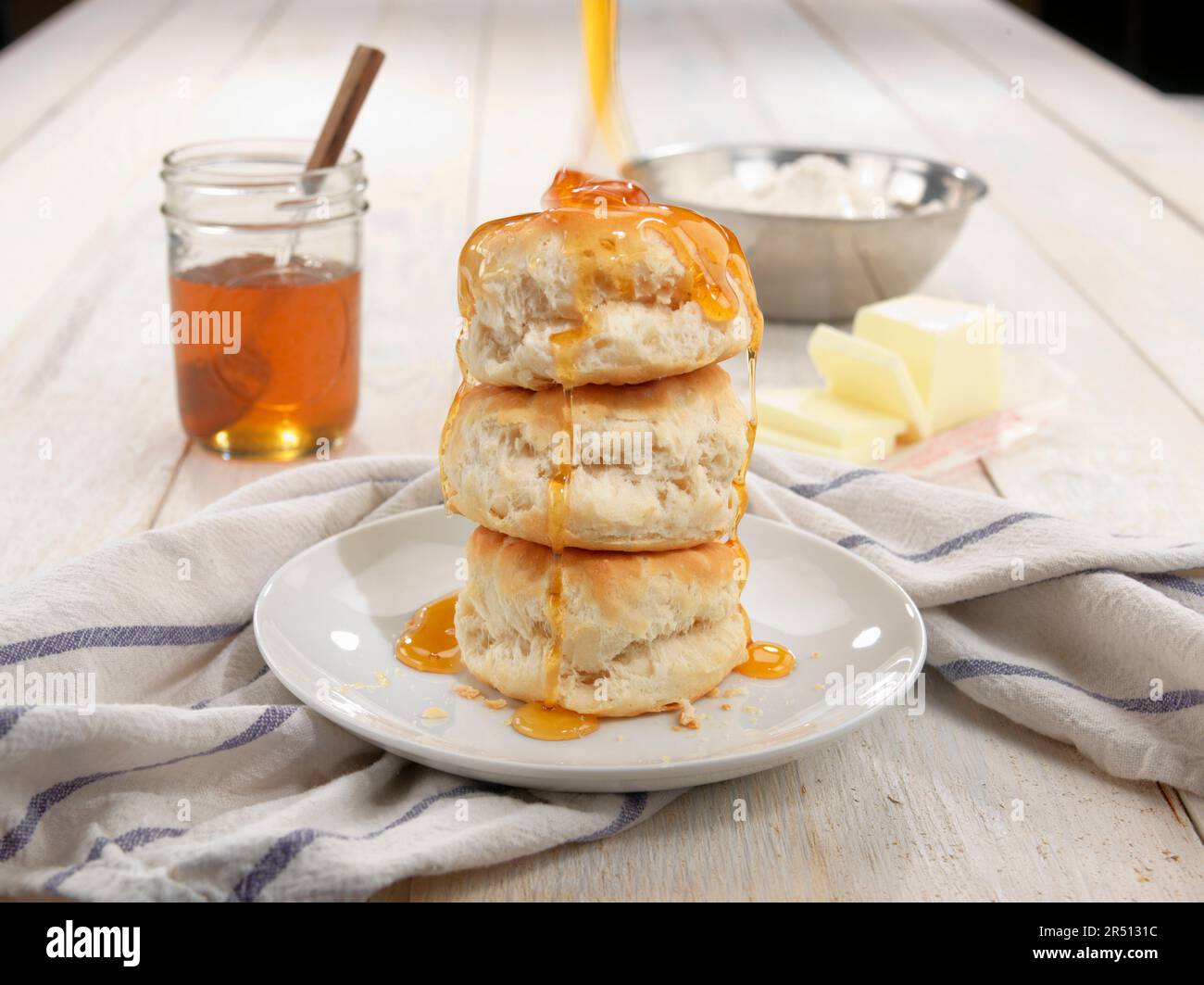 American biscuits with maple syrup Stock Photo - Alamy