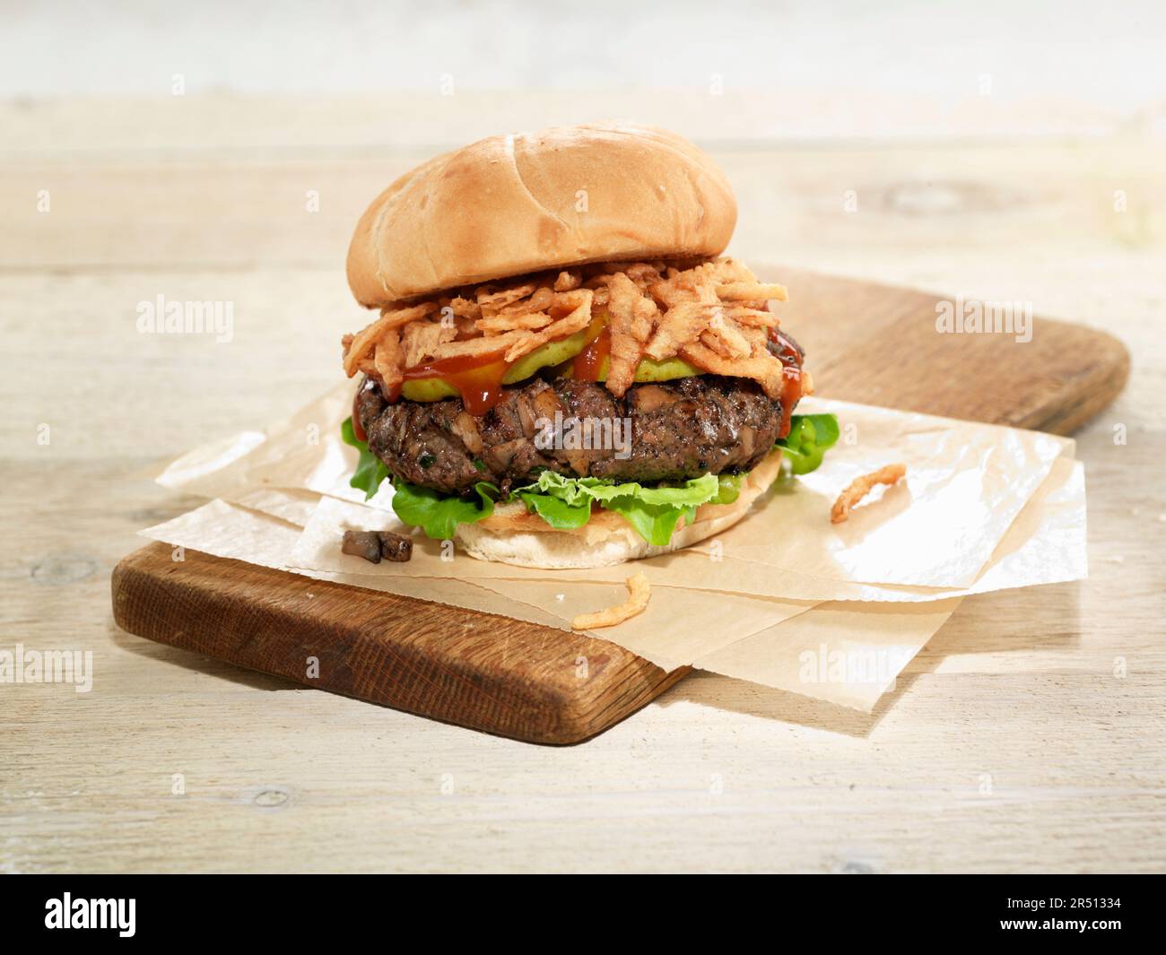 A beef and mushroom burger Stock Photo - Alamy
