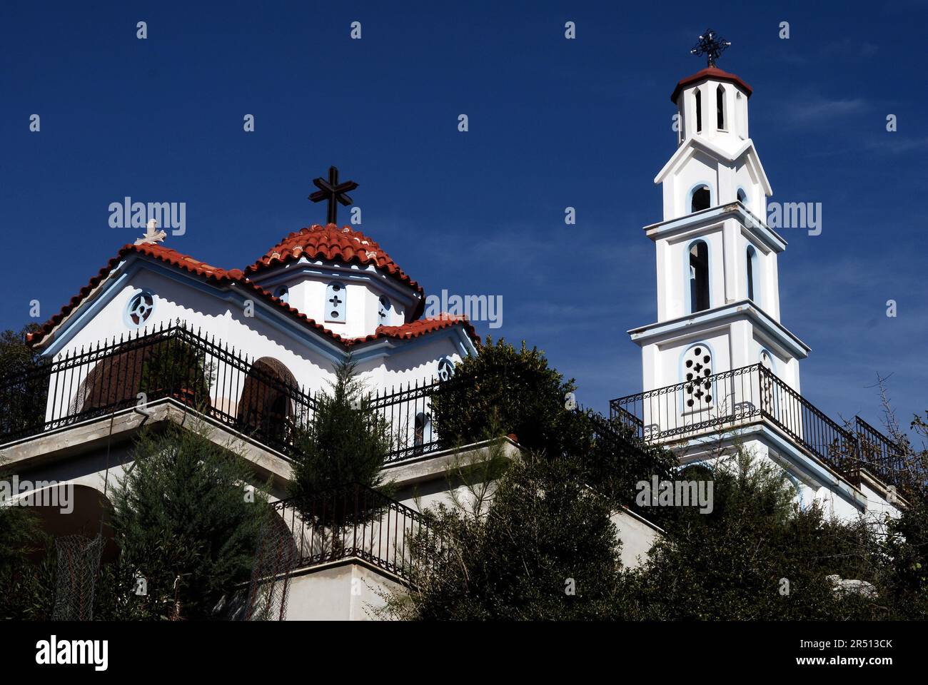 Greece, Northeastern Aegean, Lesvos island Agiasos traditional town ...
