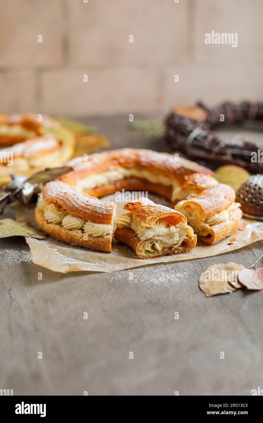 Paris Brest (Filled choux pastry ring Stock Photo - Alamy
