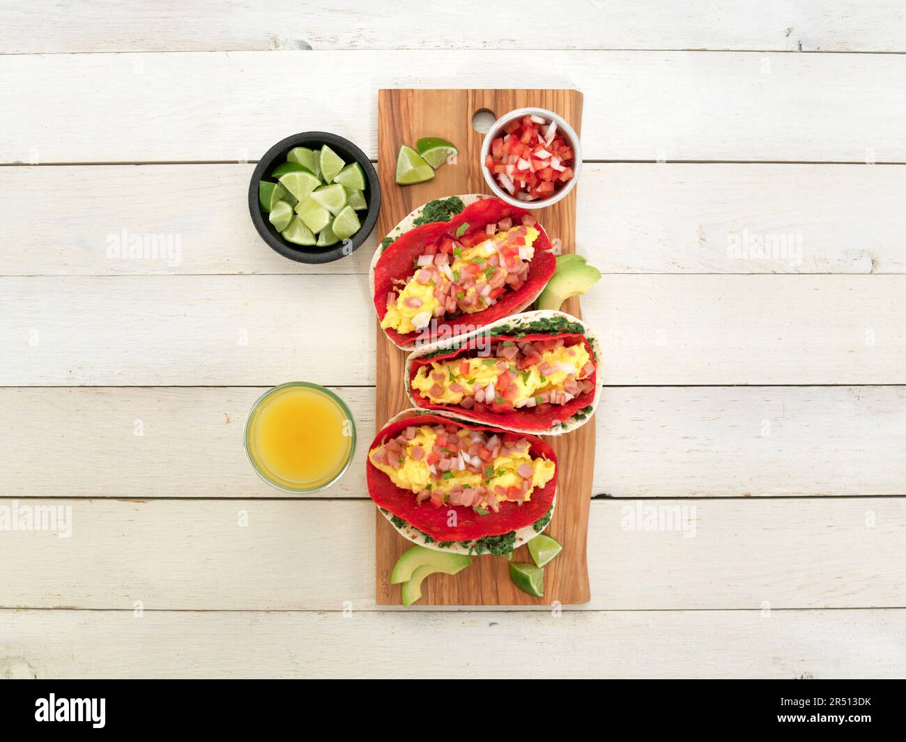 Florentine breakfast tacos with scrambled eggs Stock Photo - Alamy
