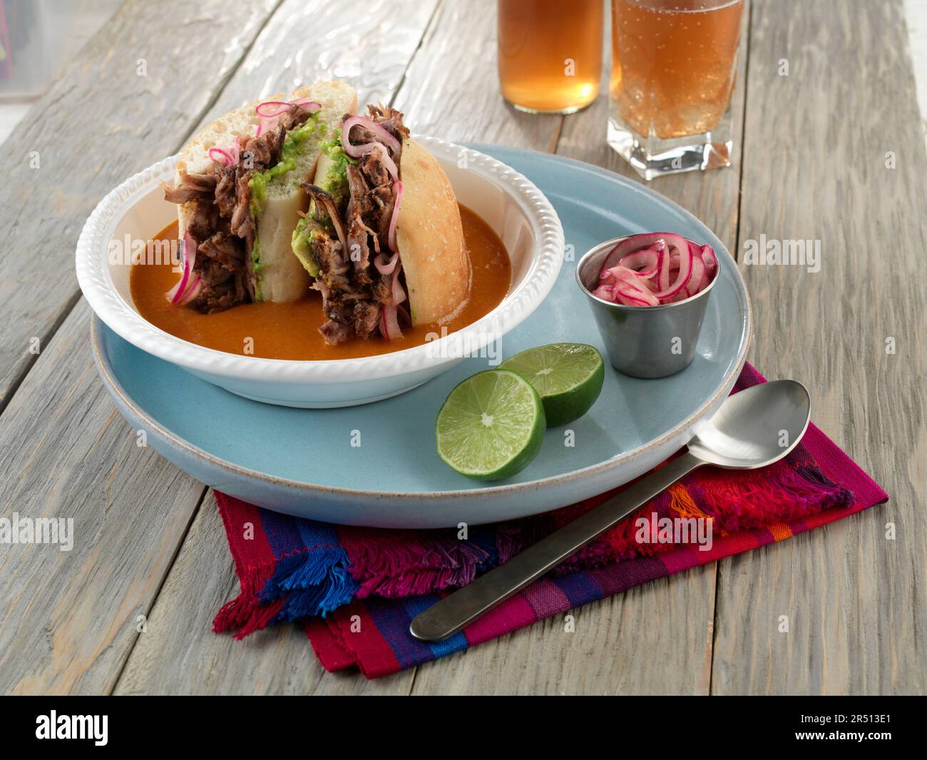 Torta Ahogada (sandwich dipped in salsa, Mexico Stock Photo - Alamy