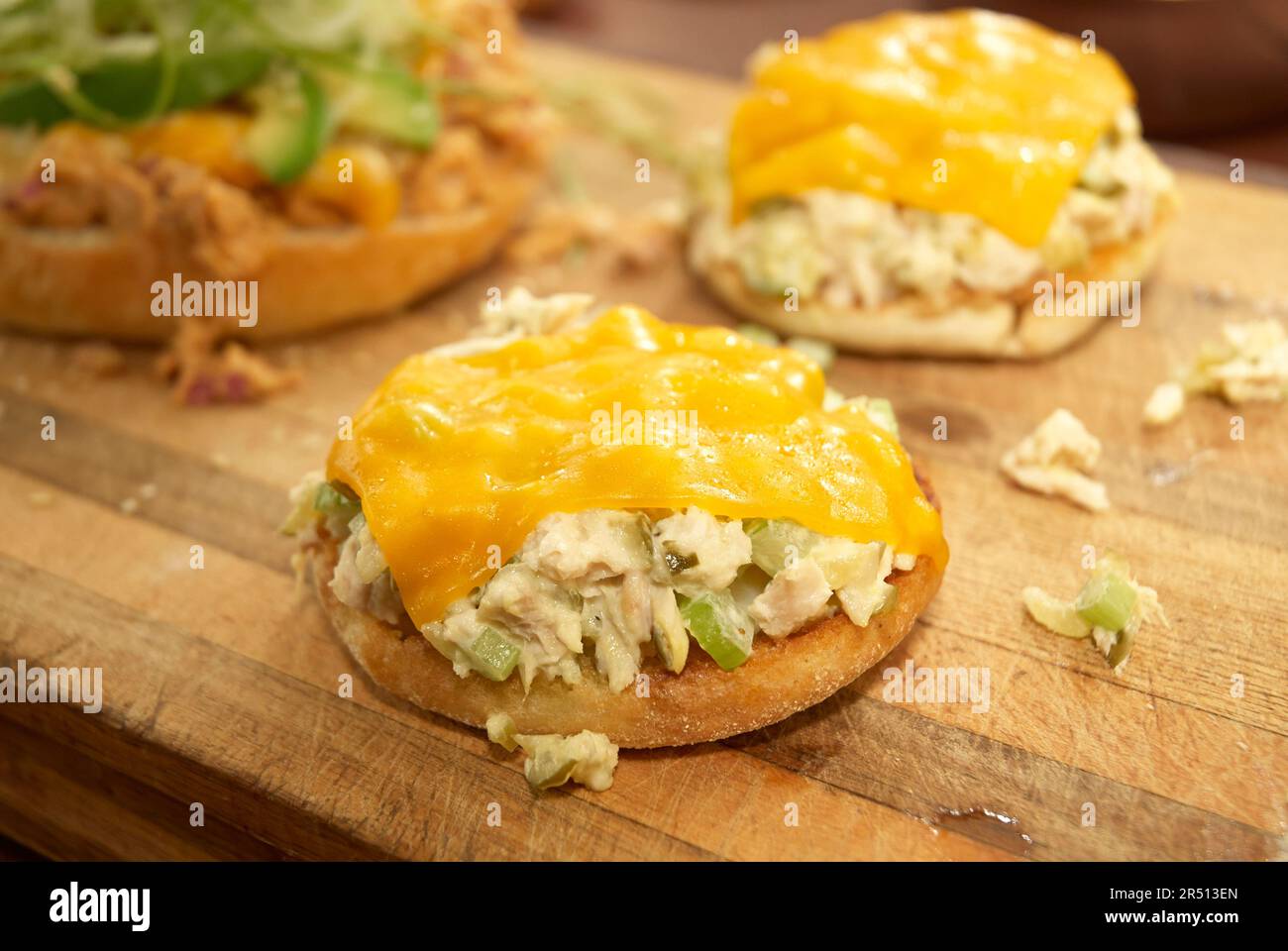 Mini pizza with tuna and melted cheese Stock Photo - Alamy