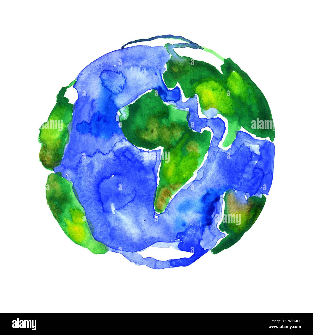 Watercolor blue Earth green splash tender Earth illustration Stock ...