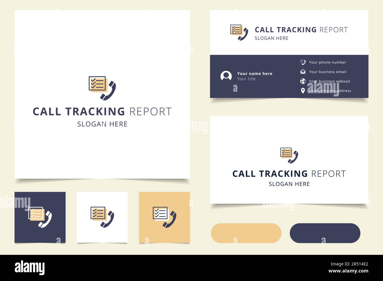 Call tracking report logo design with editable slogan. Branding book ...