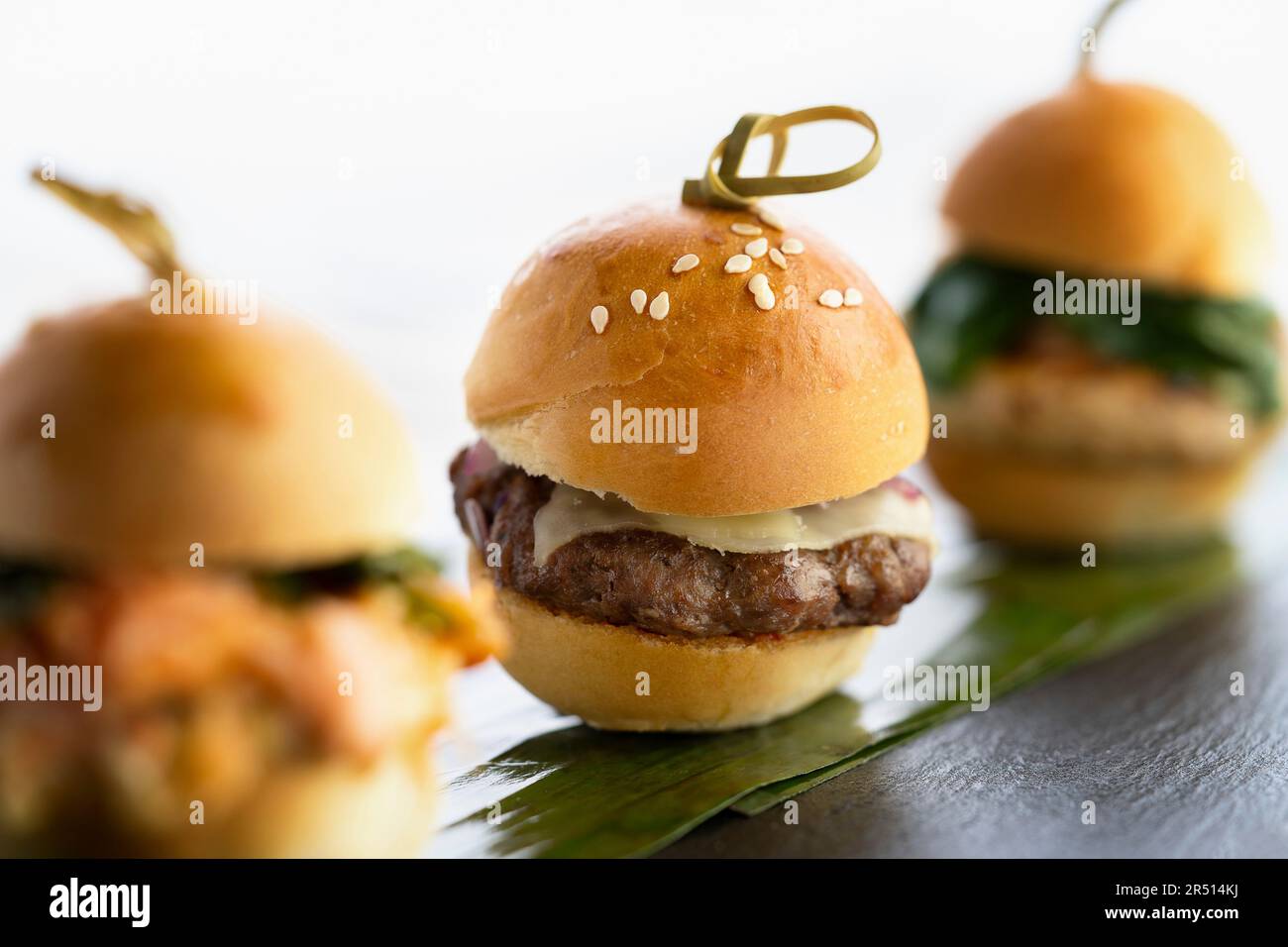 Mini burger as finger food Stock Photo - Alamy