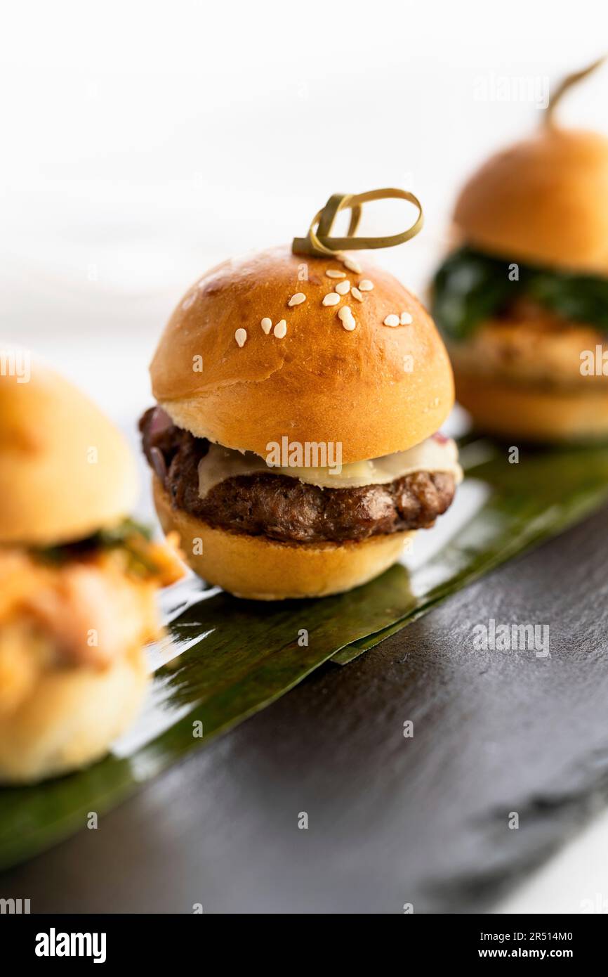 Mini burger appetizers hi-res stock photography and images - Alamy