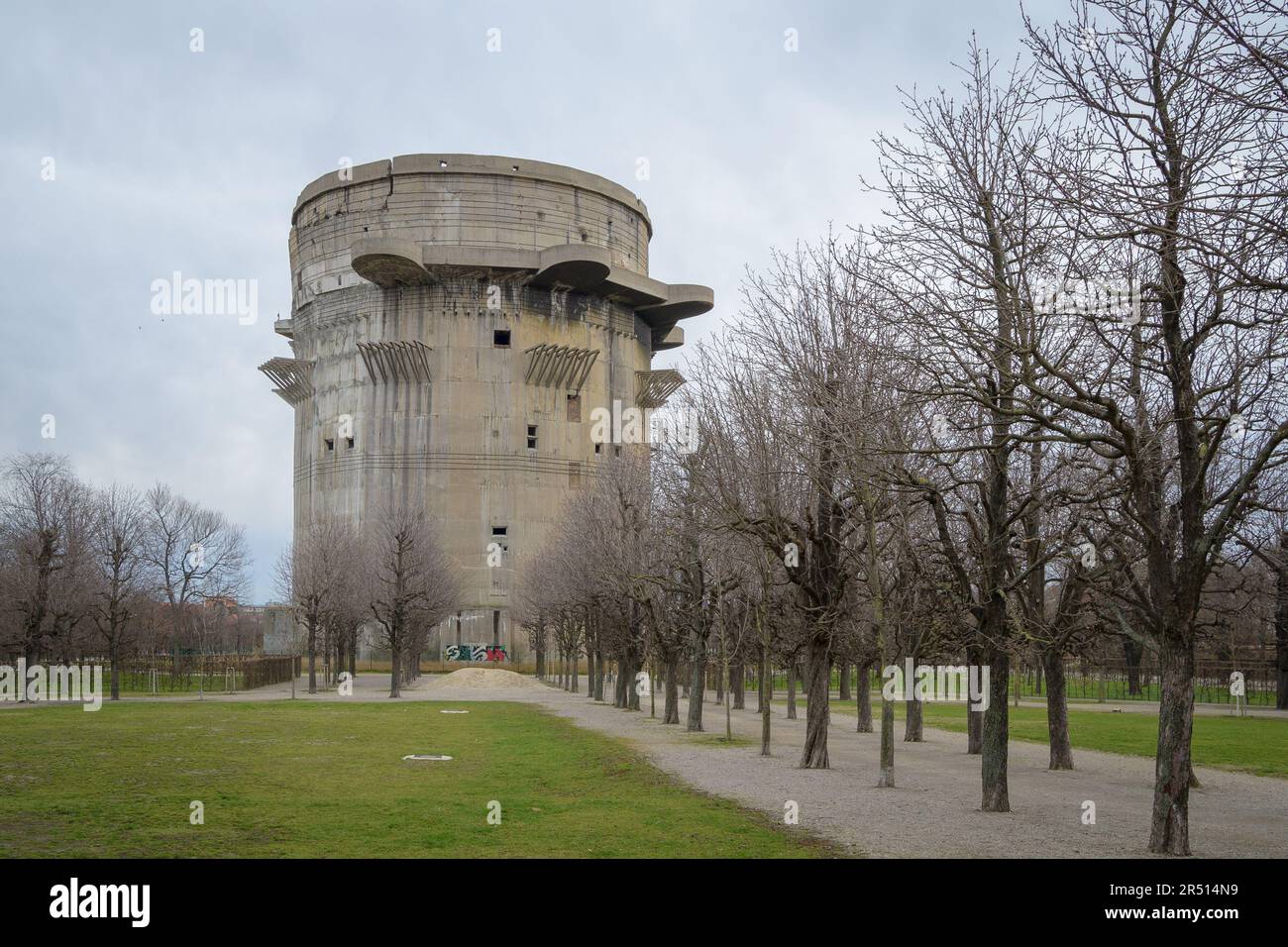 The famous flak tower from the second world war in the Augarten in ...