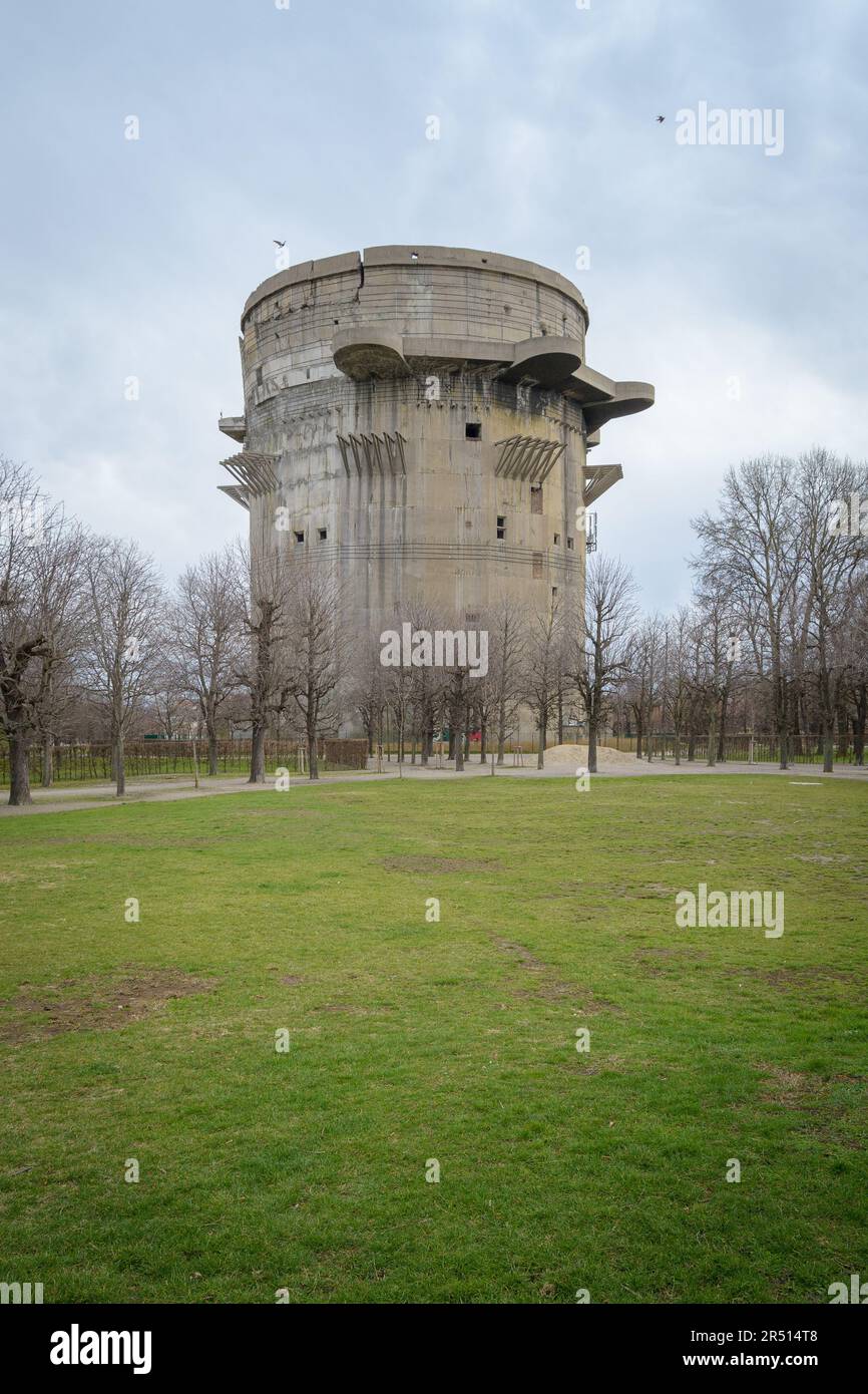 The famous flak tower from the second world war in the Augarten in Vienna, Austria Stock Photo ...