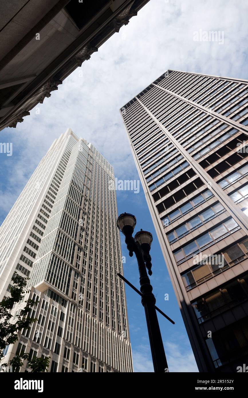 USA, Illinois, Chicago, High rise buildings along State street Stock ...