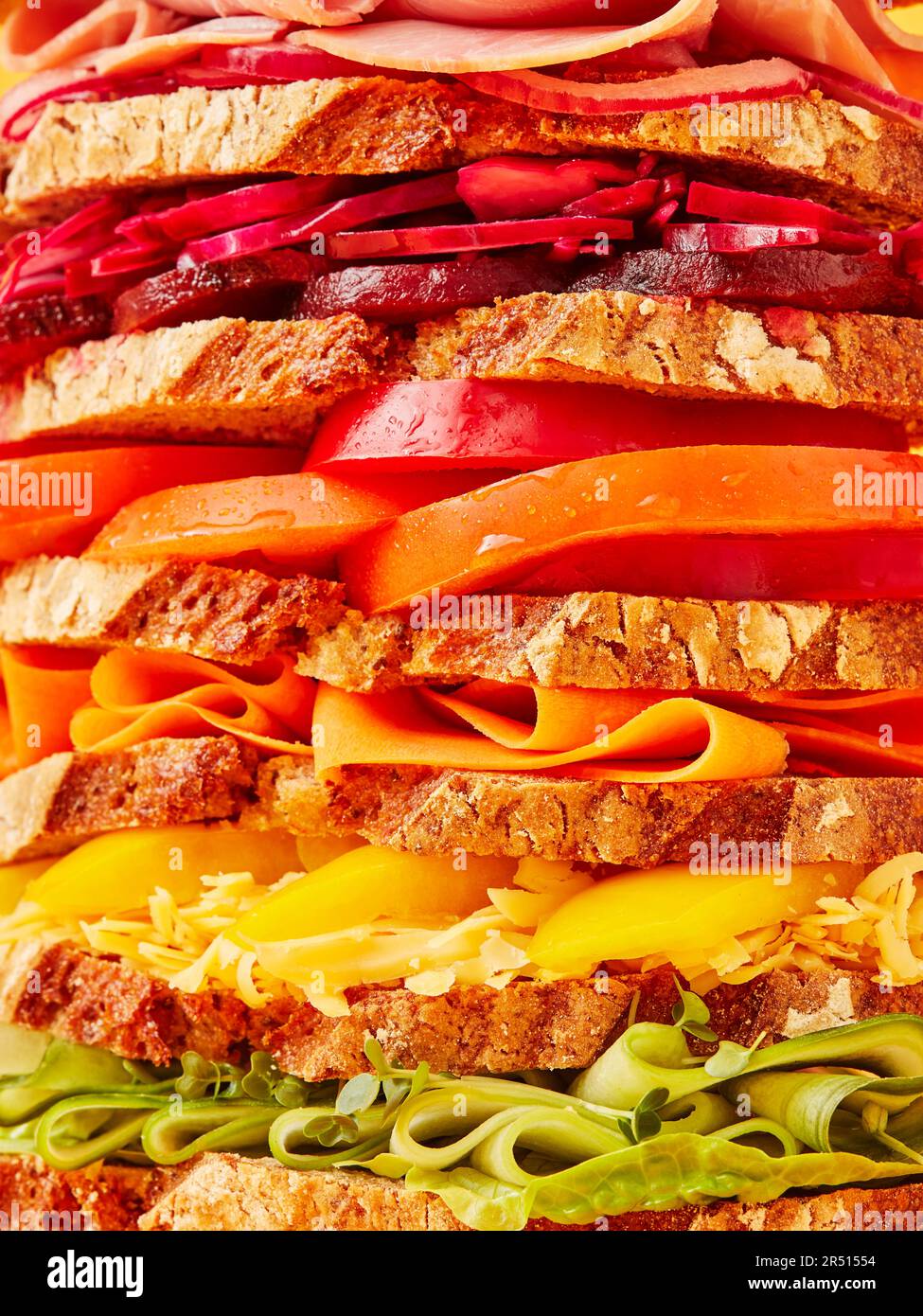 Giant rainbow sandwich (detail Stock Photo - Alamy