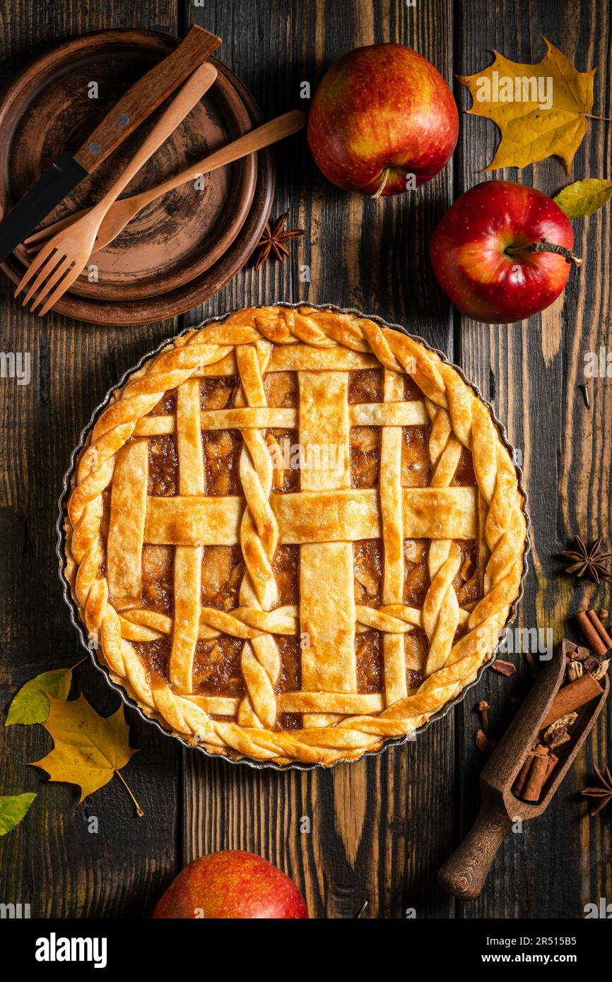 Autumn Apple Pie Stock Photo - Alamy