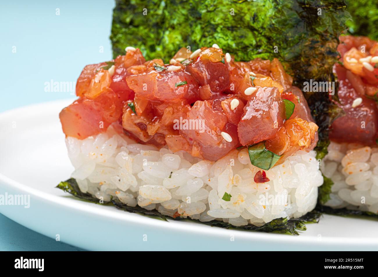 Japanese hand rolls with spicy tuna fish Stock Photo - Alamy