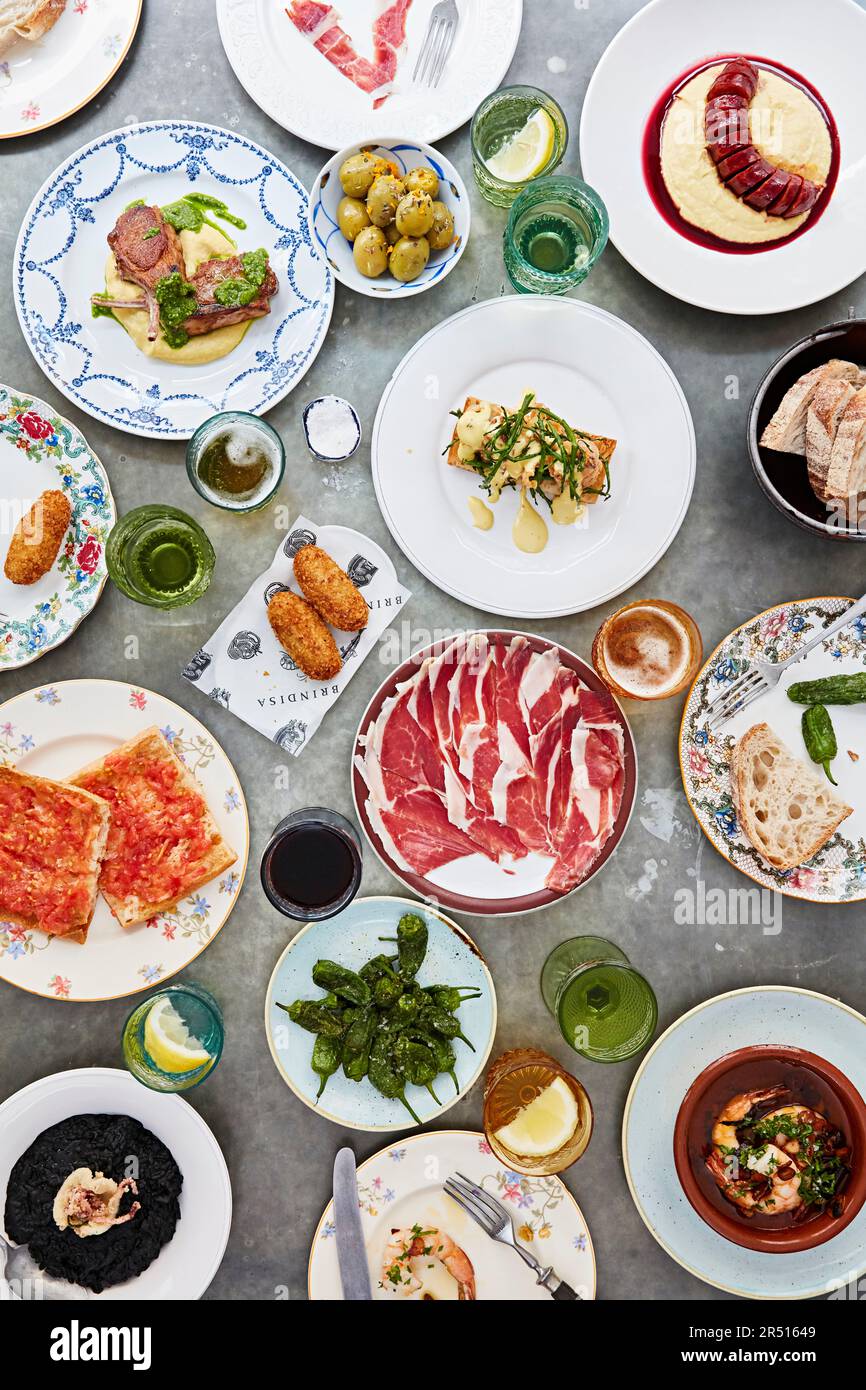 Spanish tapas for lunch Stock Photo - Alamy