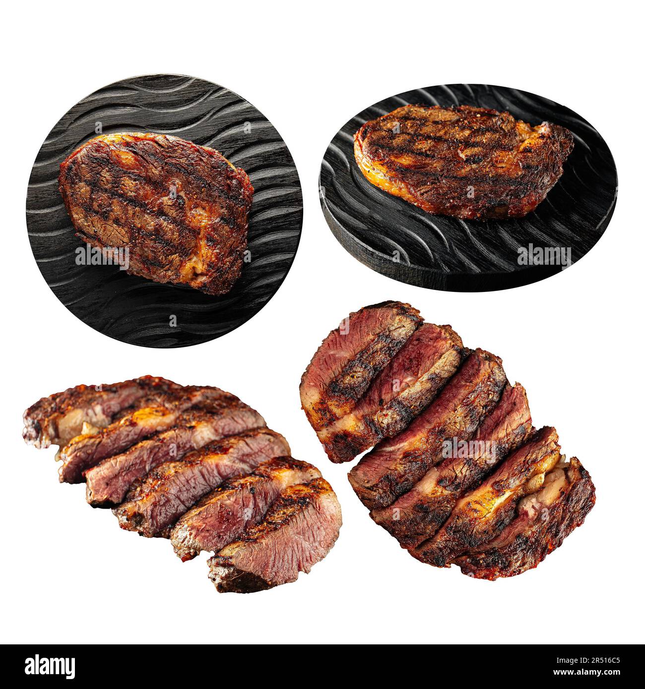Grilled marble beef steaks variation collage Stock Photo - Alamy
