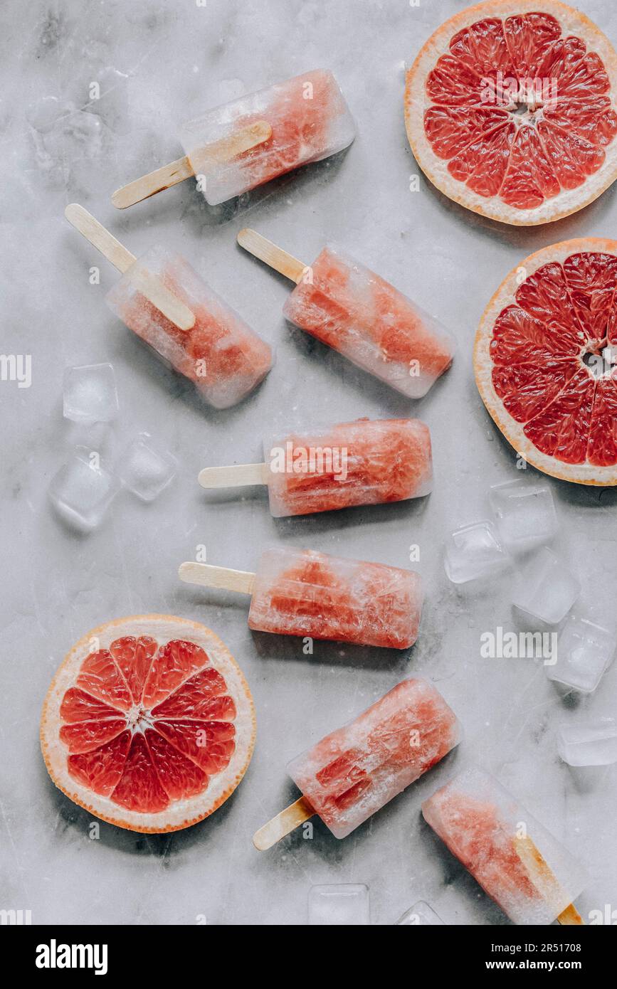 Grapefruit ice cream on a stick Stock Photo - Alamy