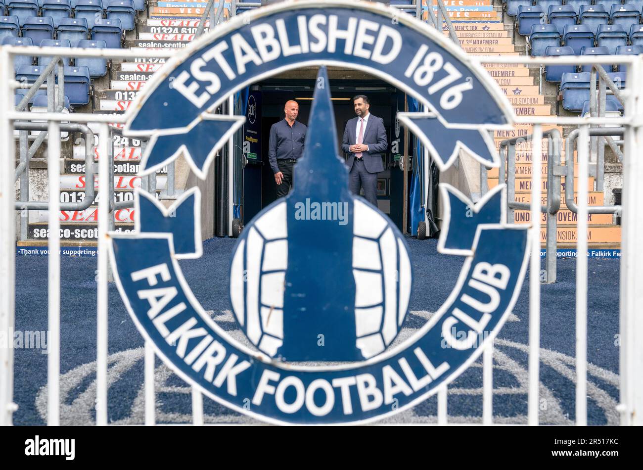 First Minister of Scotland Humza Yousaf (right) with Falkirk Supporters ...