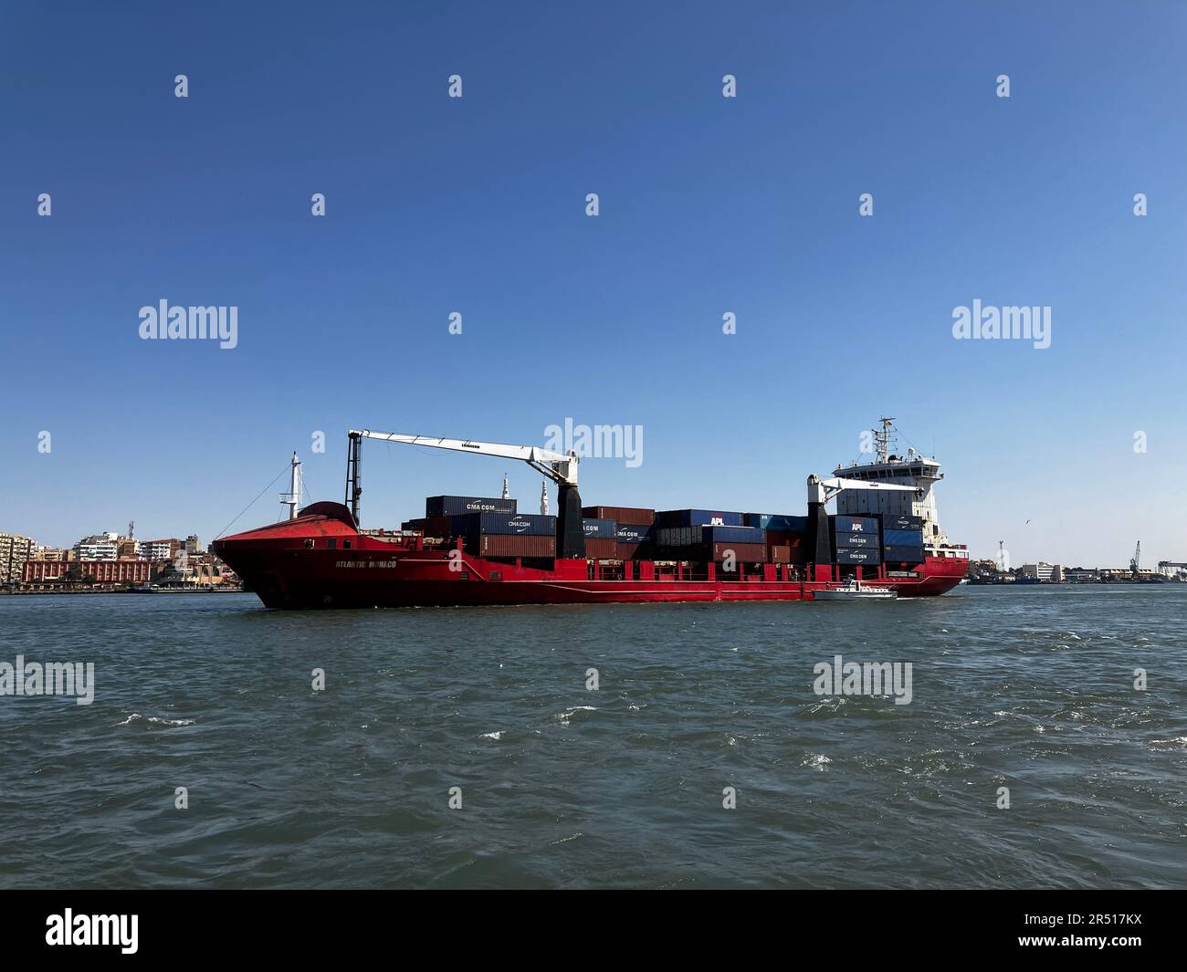 Ship crossing the Suez canal in Portsaid city Stock Photo - Alamy