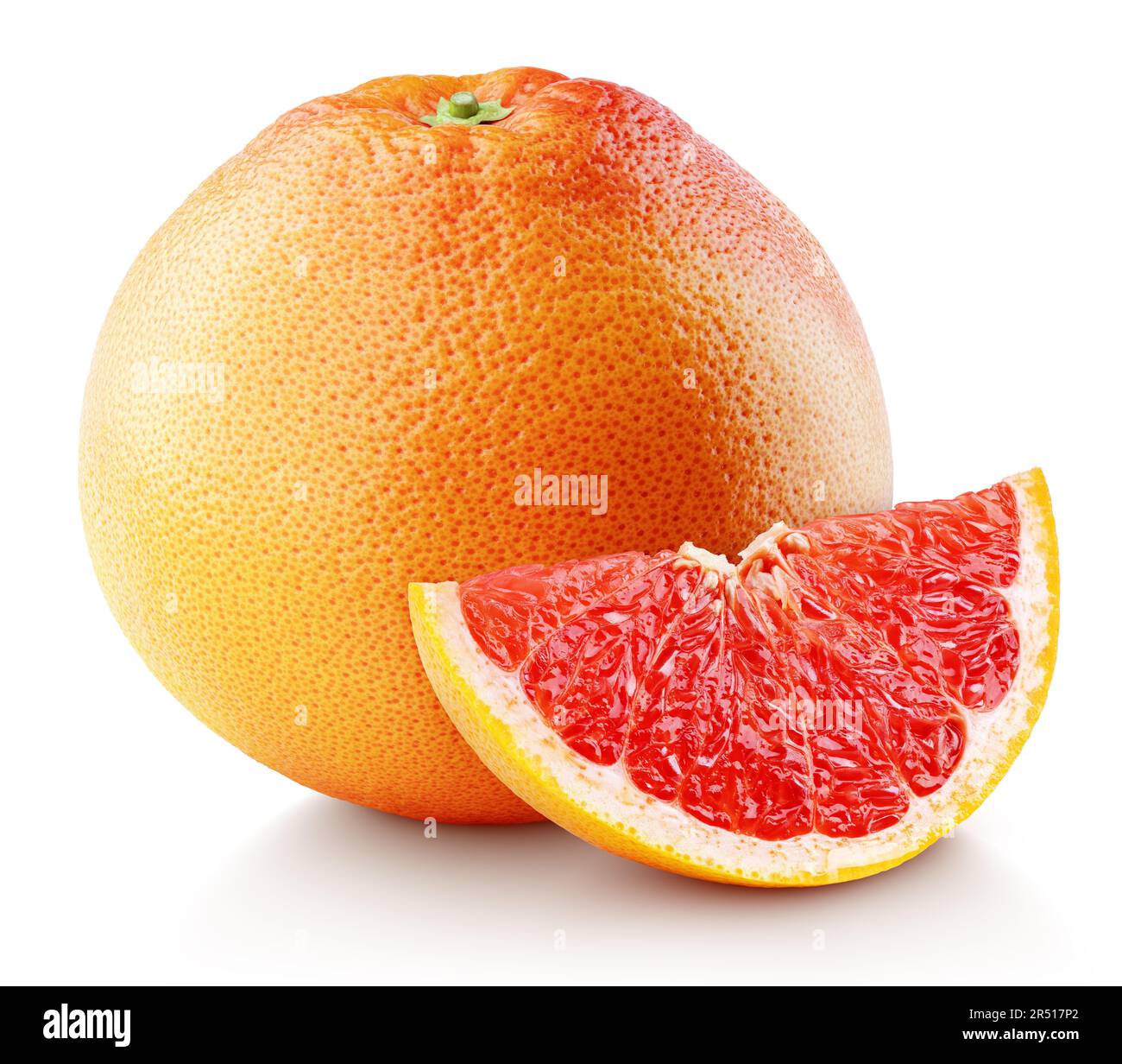 Ripe grapefruit citrus fruit with slice isolated on white background ...