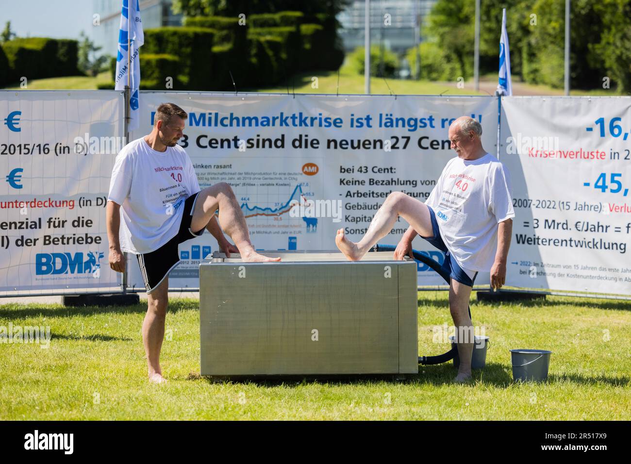Duesseldorf, Germany. 31st May, 2023. Albert (r) and Kevin, dairy ...