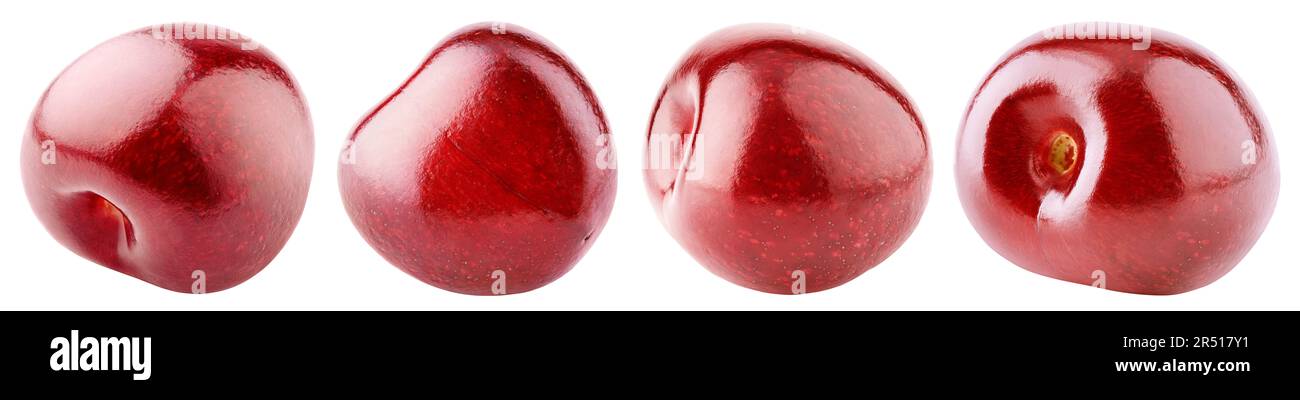 Cherry fruit without stem isolated on white background with clipping ...