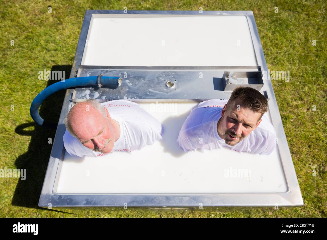 Duesseldorf, Germany. 31st May, 2023. Albert (l) and Kevin, dairy ...