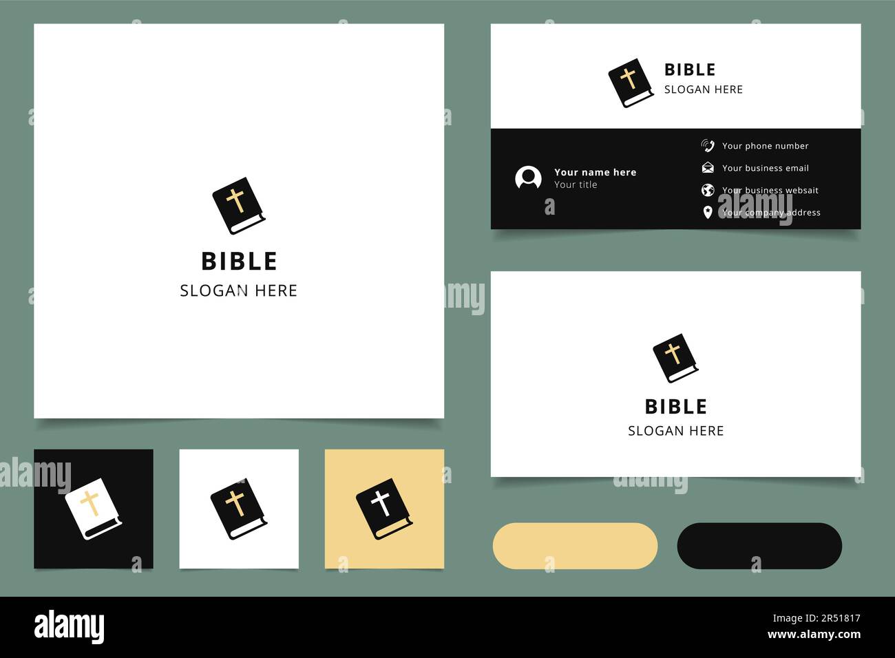 Bible logo design with editable slogan. Branding book and business card ...