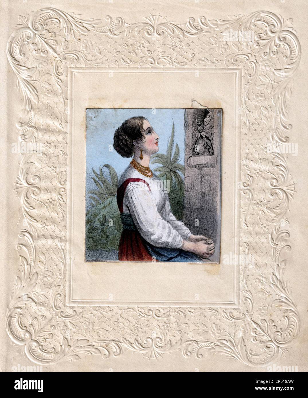 Aquatinted engraving - portrait of an unknown lady Stock Photo - Alamy