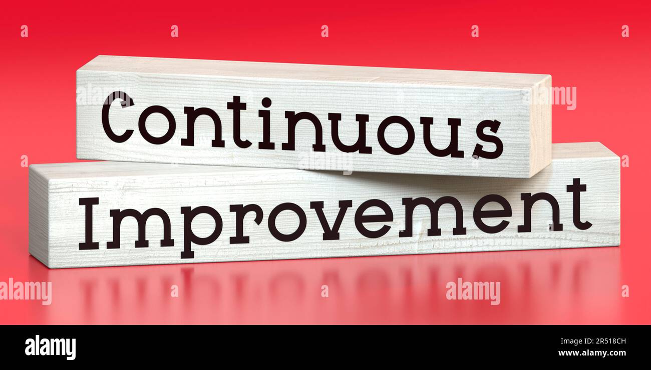 Continuous improvement - words on wooden blocks - 3D illustration Stock ...