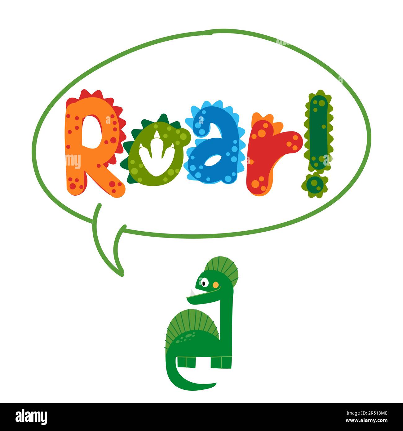 Roar word with speech bubble Dinosaur - Cute Dino print design - funny ...
