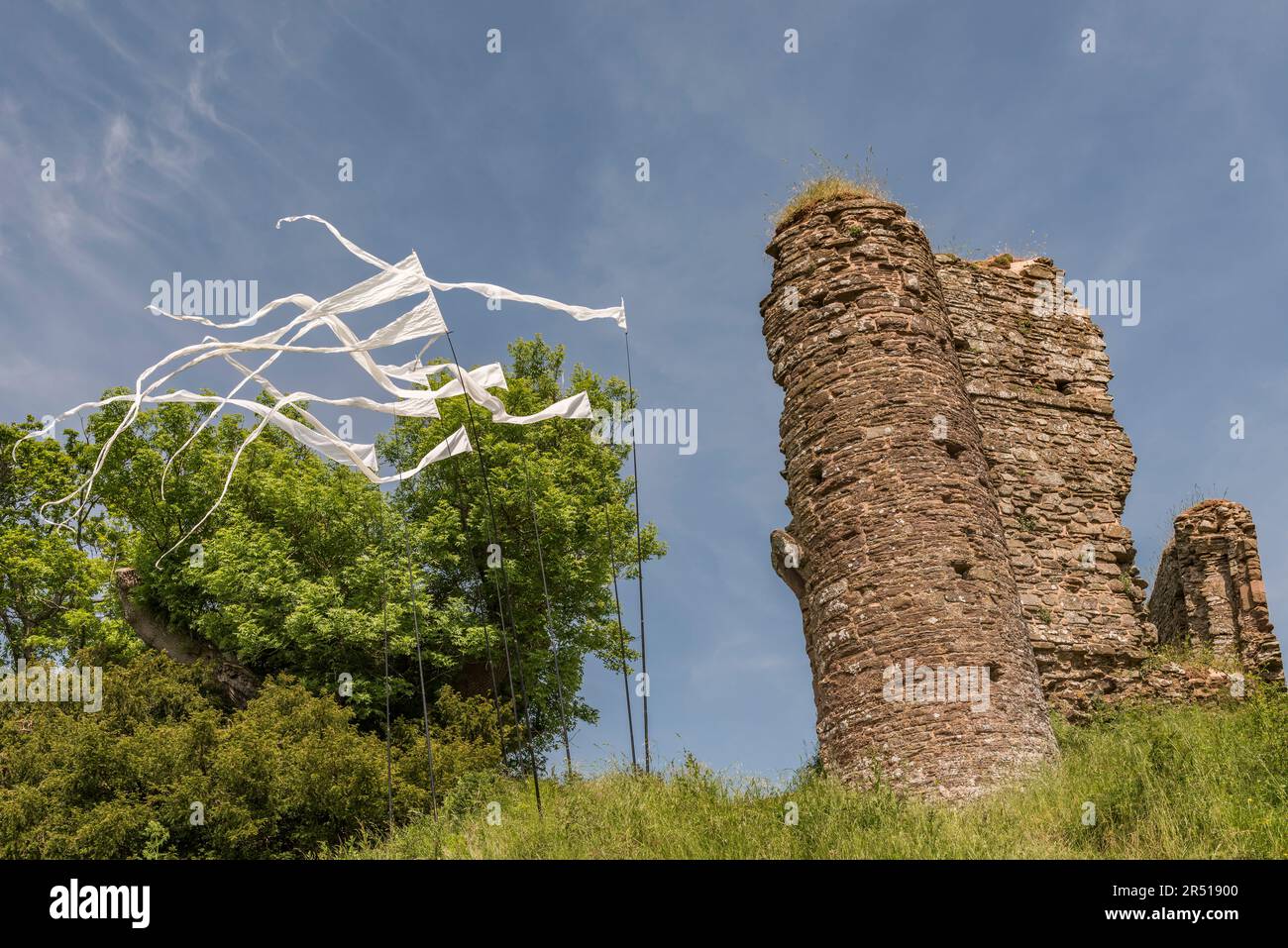 The high keep, part of the medieval ruins of Snodhill Castle ...
