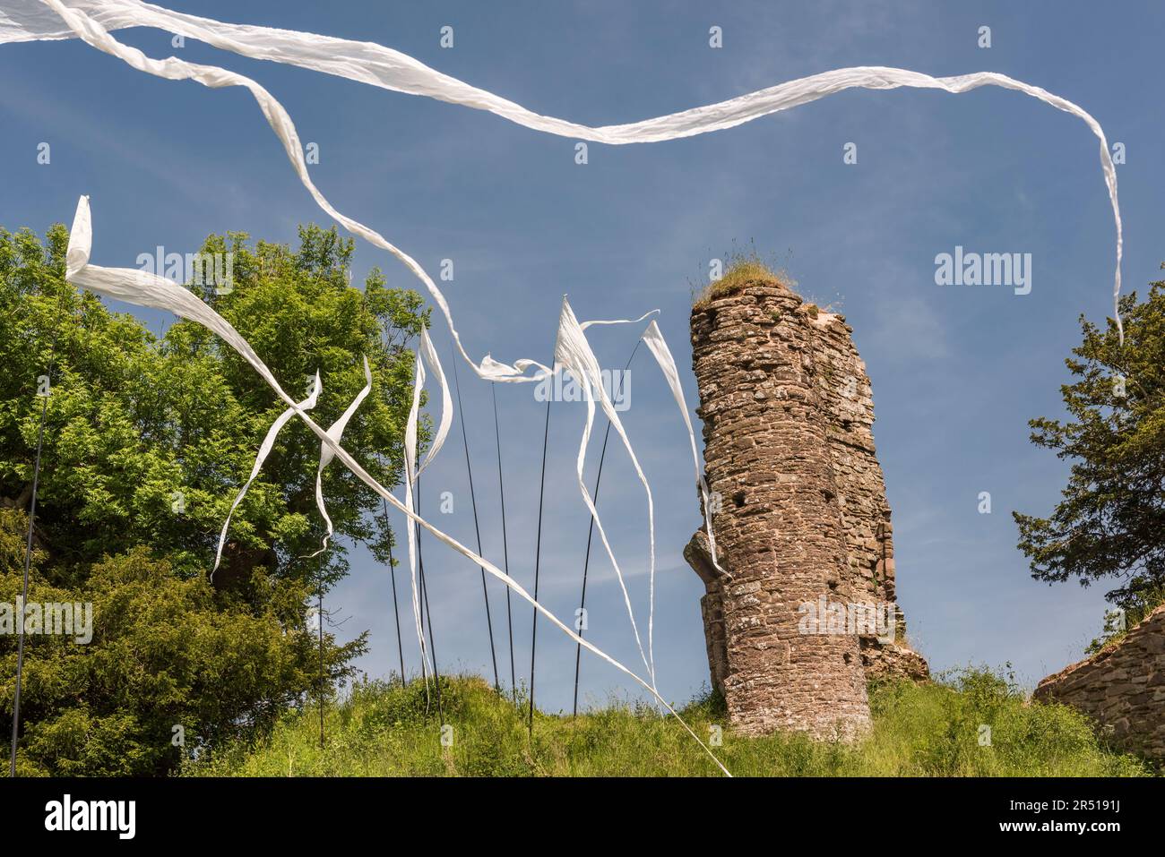 The high keep, part of the medieval ruins of Snodhill Castle ...