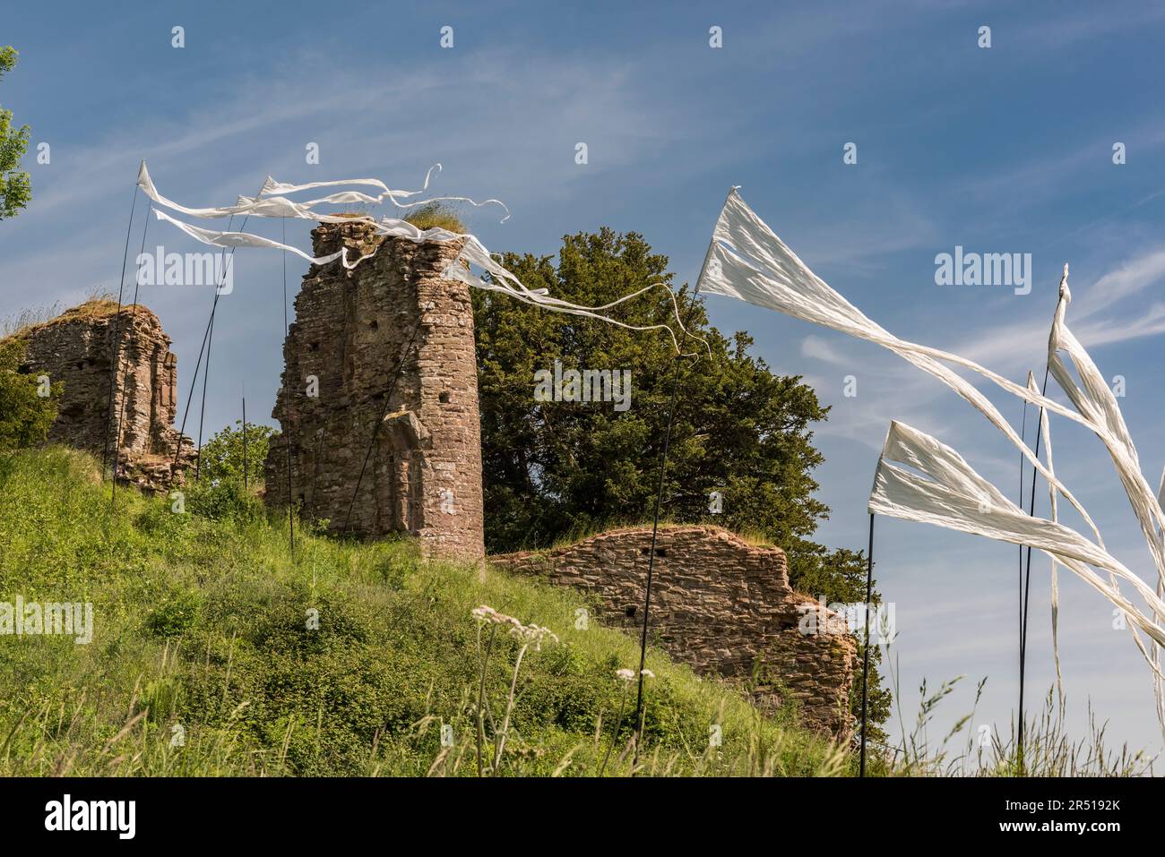 The high keep, part of the medieval ruins of Snodhill Castle ...
