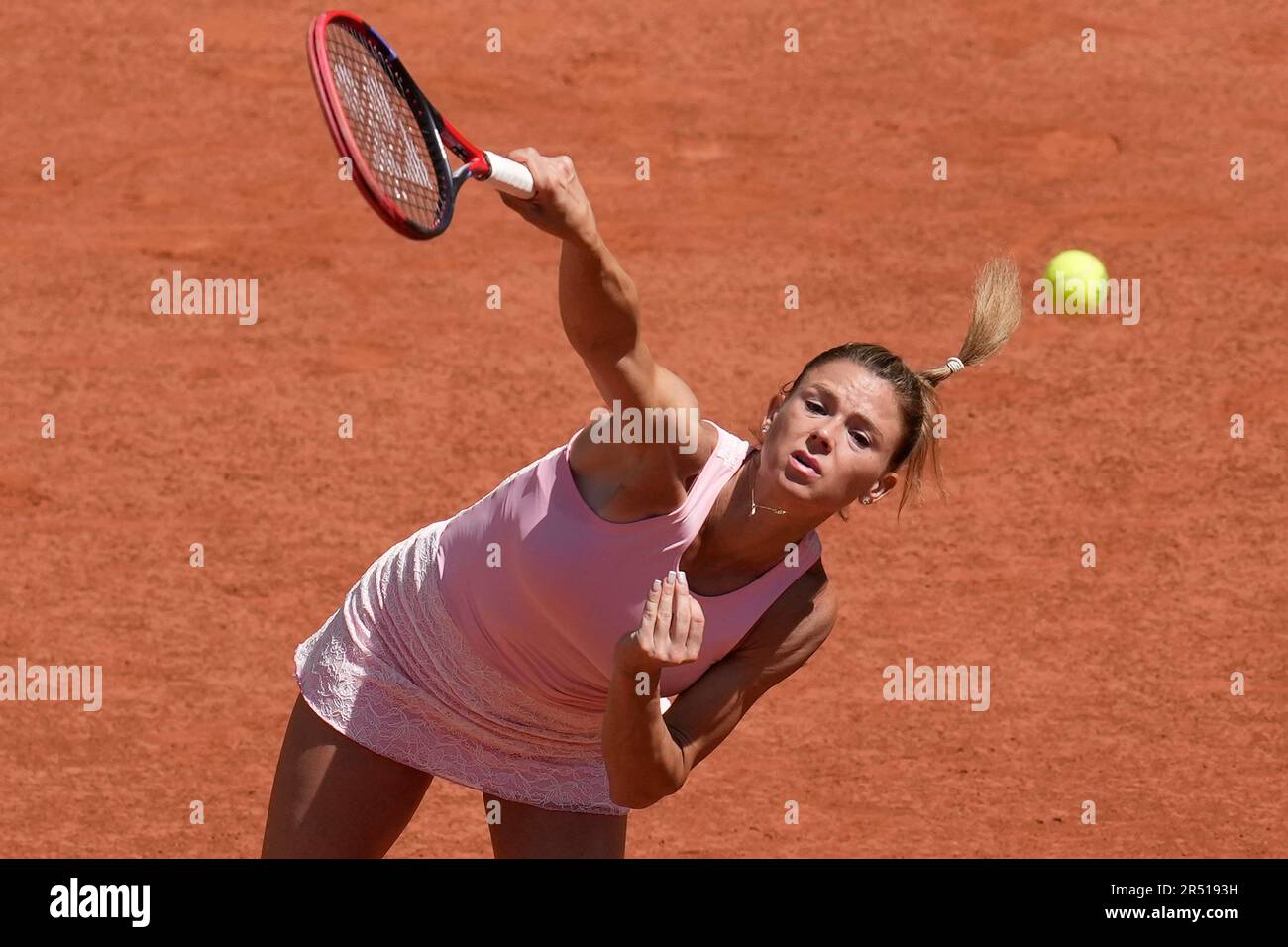 Italy's Camilla Giorgi serves against Jessica Pegula of the U.S. during ...