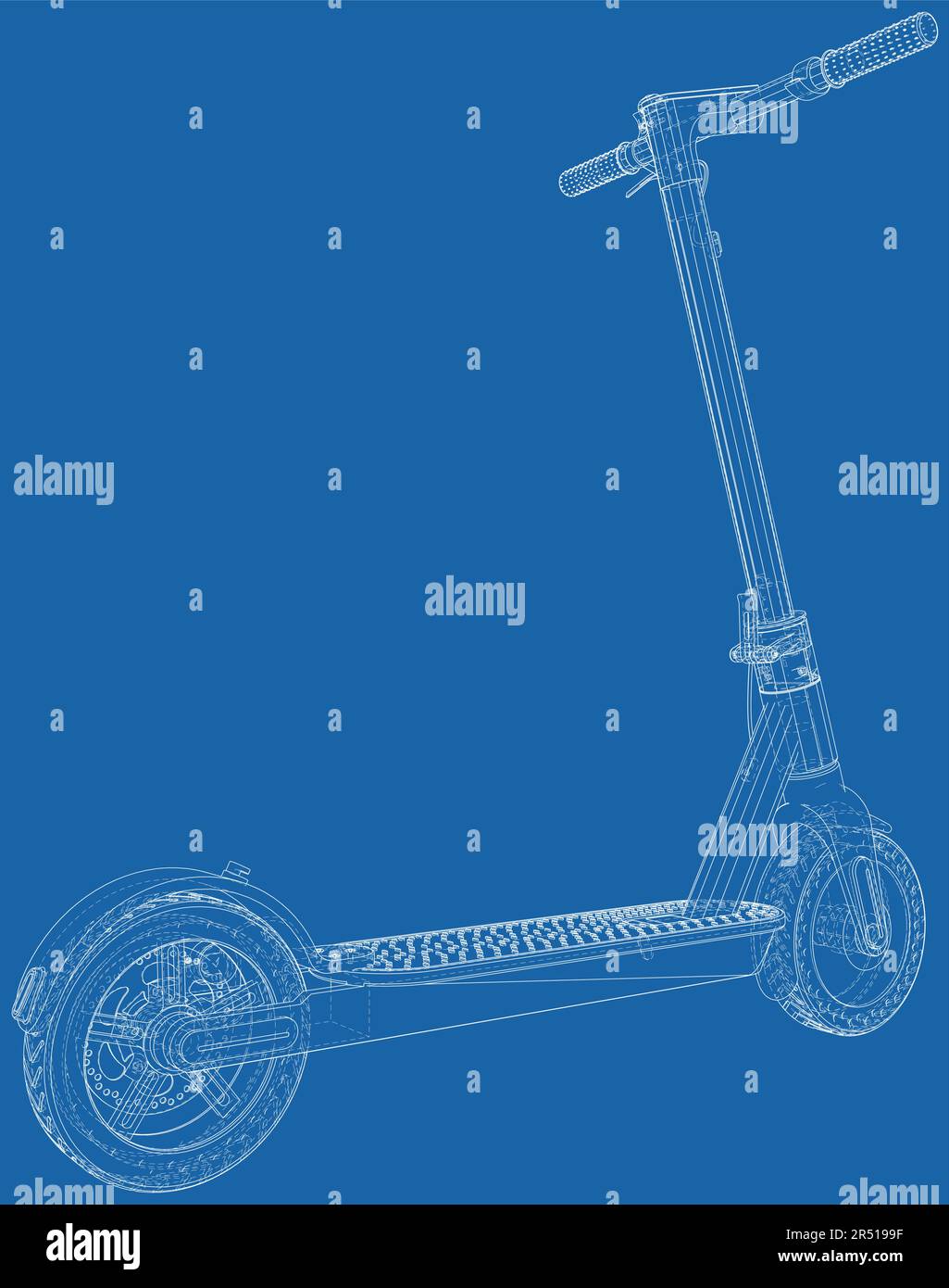 Electric scooter vector illustration. Wire-frame line isolated. Vector ...