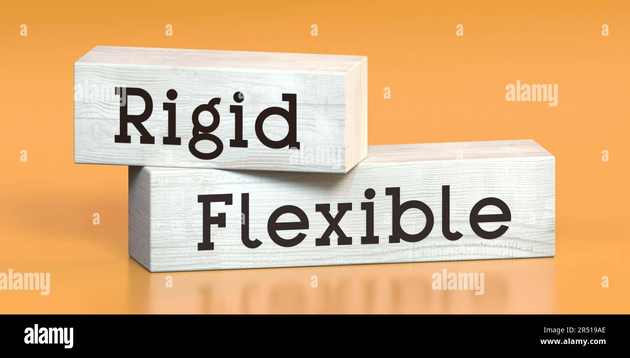 Rigid, flexible - words on wooden blocks - 3D illustration Stock Photo ...