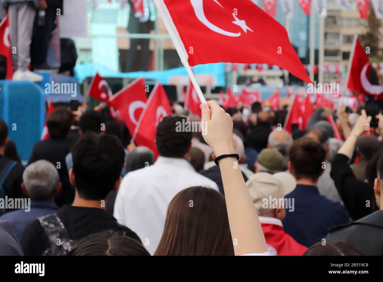 Large turkish flag turkey waving hi-res stock photography and images ...