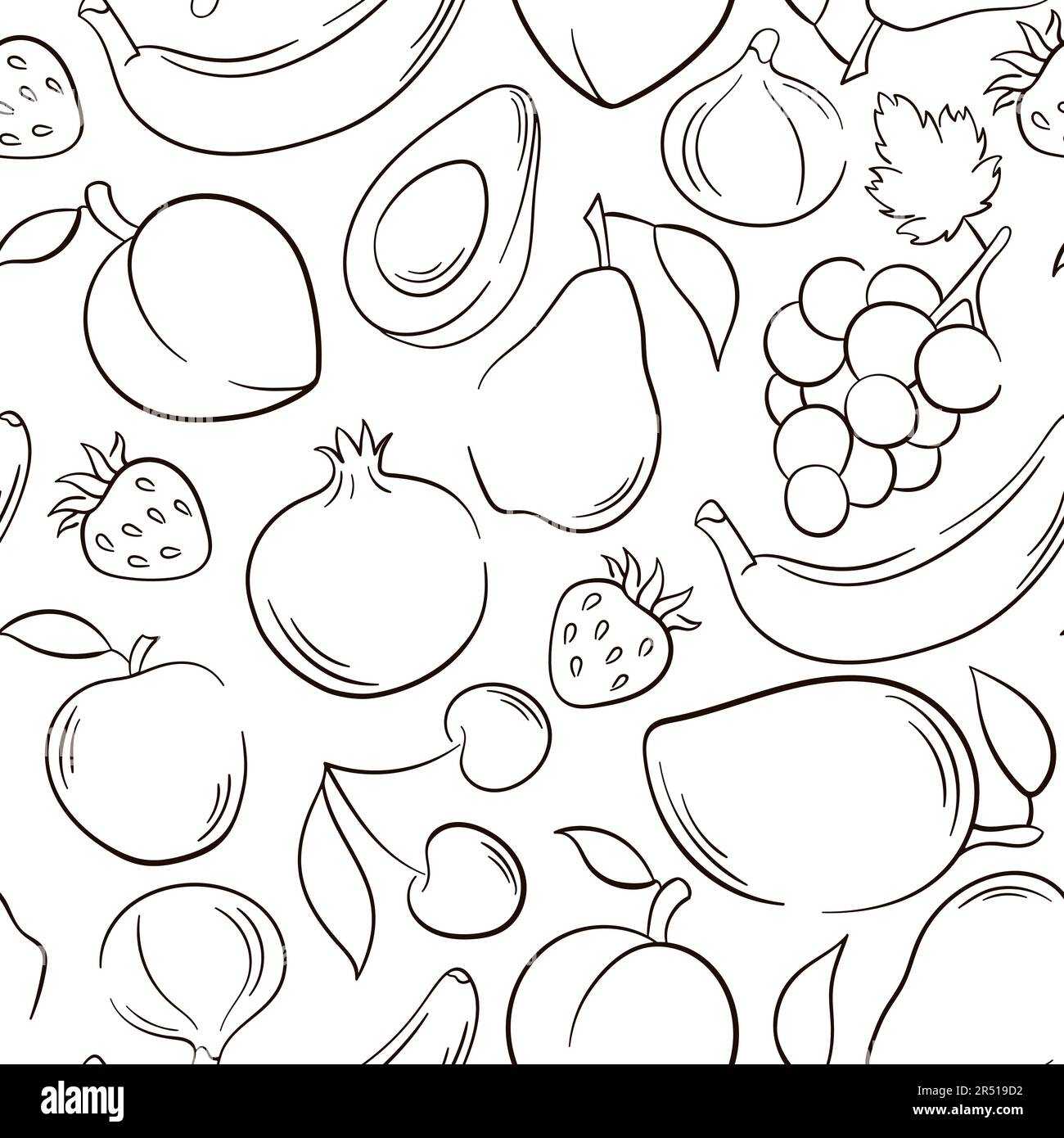 Mix Fruits Clipart Black And White