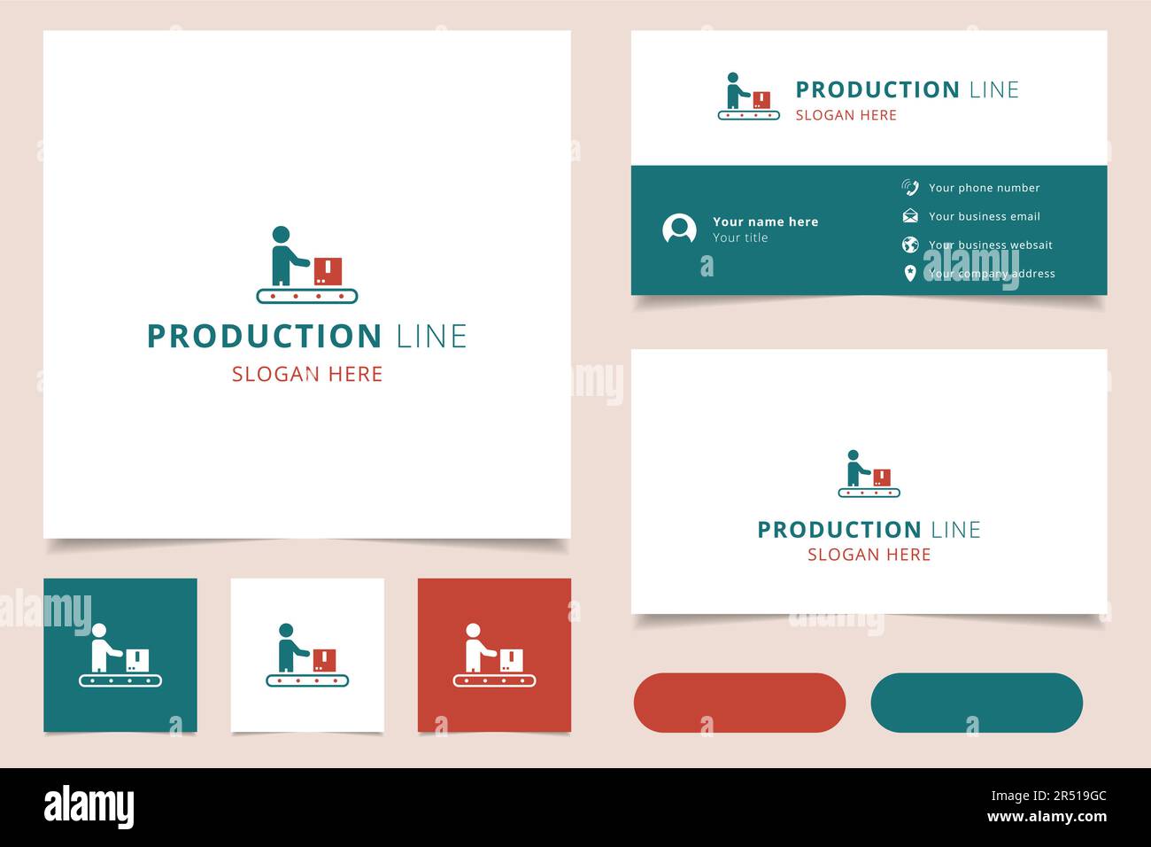 Production line logo design with editable slogan. Branding book and ...