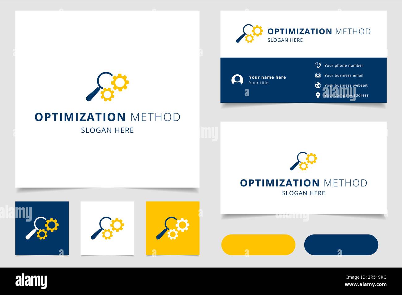 Optimization method logo design with editable slogan. Branding book and ...