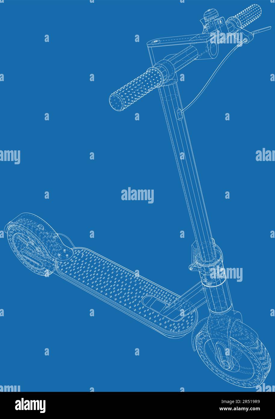 E-Scooter. Isolated wire-frame line. Vector rendering of 3d Stock ...