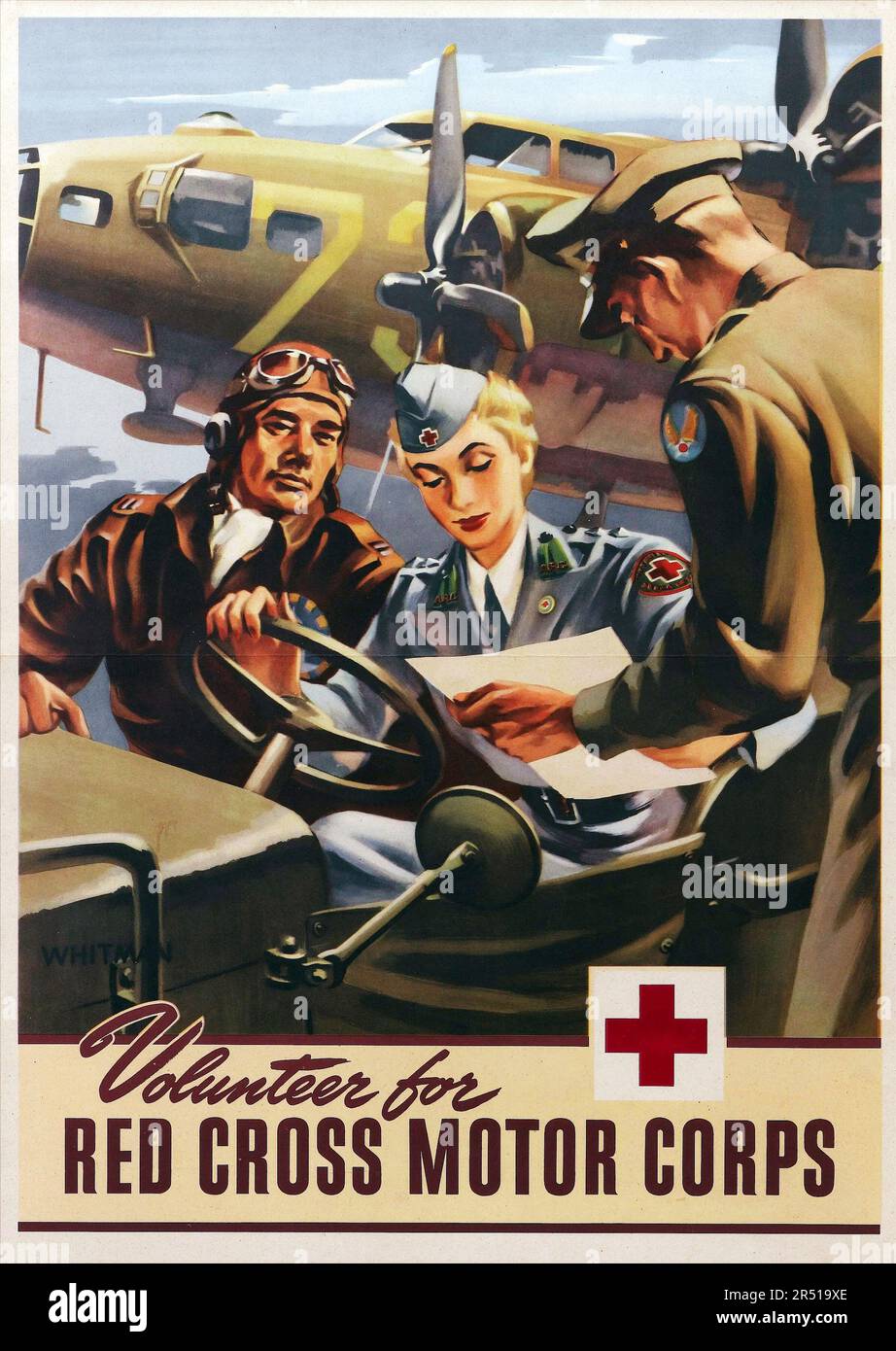 "Volunteer for the Red Cross Motor Corps" Vintage WWII Recruitment ...