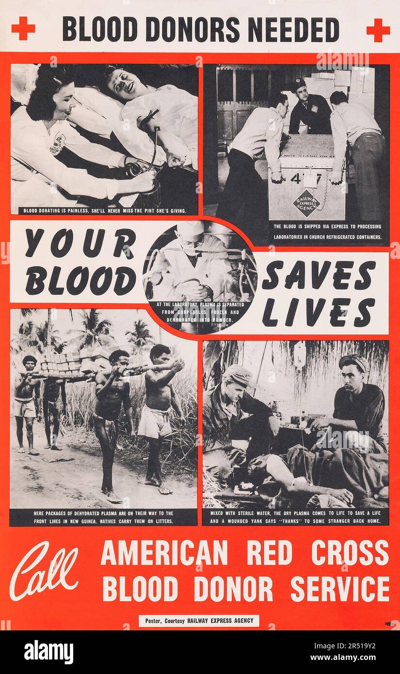 American Red Cross World War II Propaganda Poster (Railway Express ...