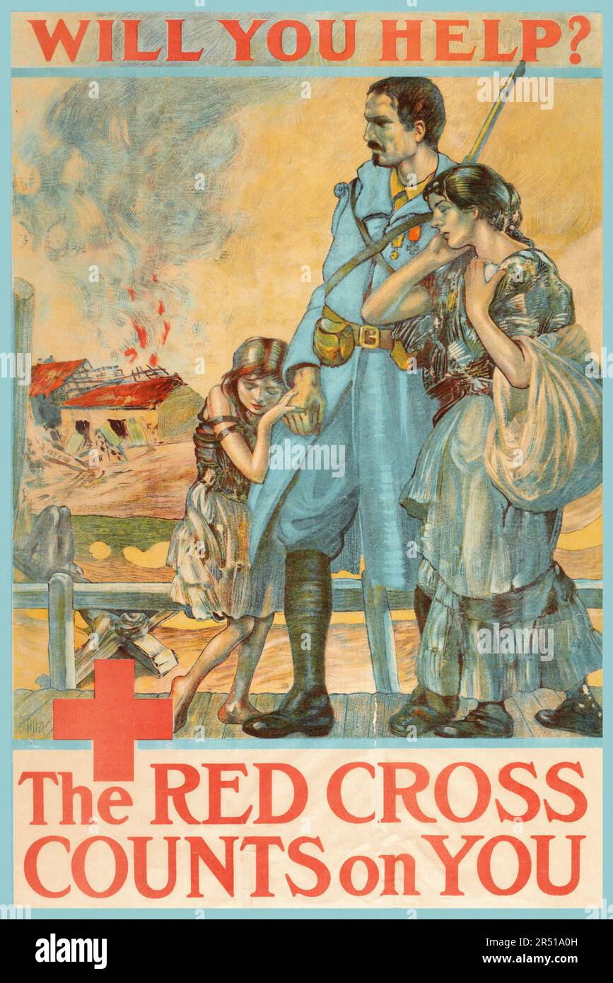 Will You Help - Old American Red Cross poster. The Red Cross Counts On ...