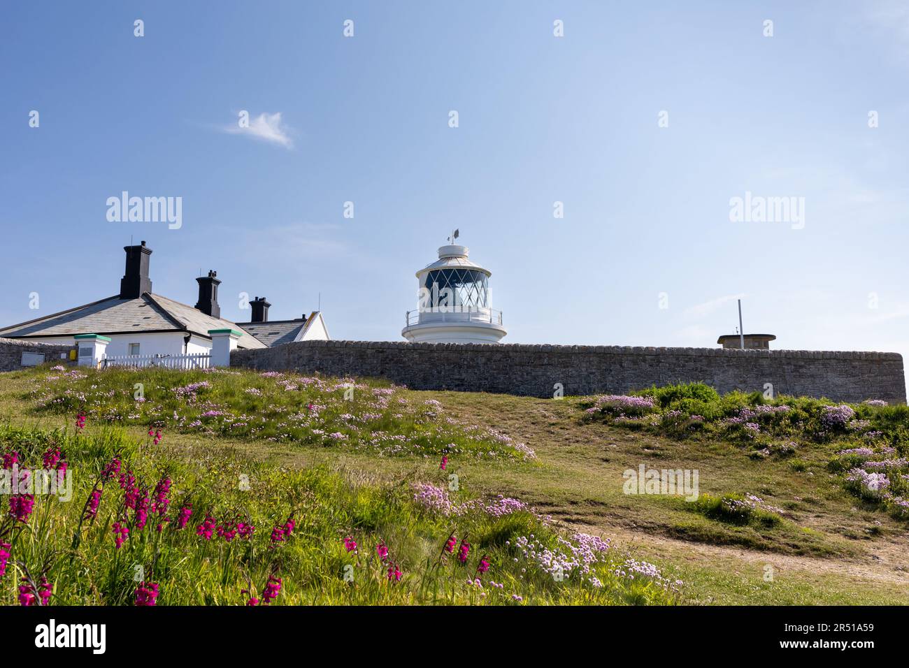 Morning view of Anvil Point lighthouse, Durlston Country Park, Dorset ...