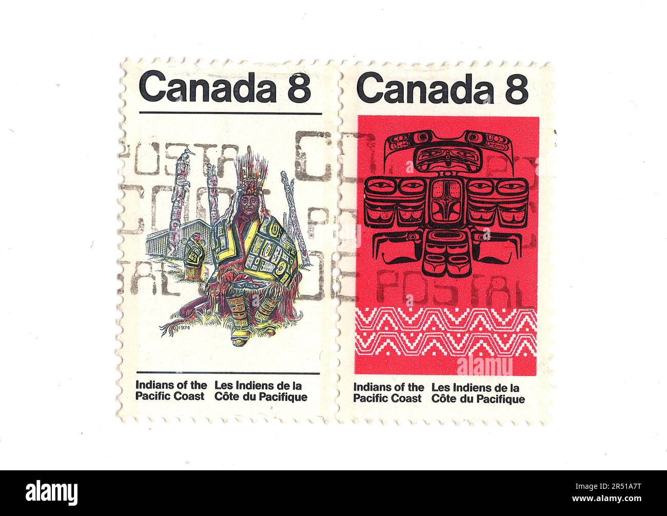 Vintage postage stamps from Canada featuring Indians of the Pacific ...