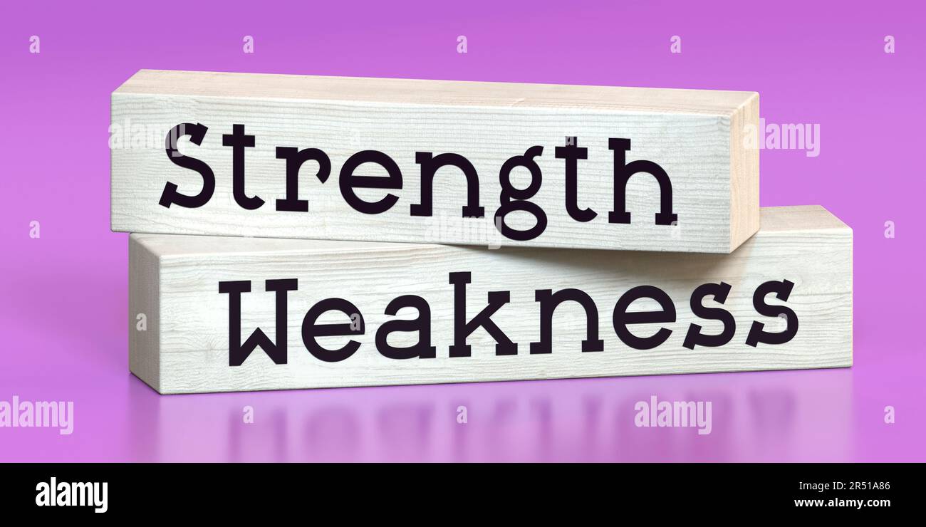 Weakness, strength - words on wooden blocks - 3D illustration Stock ...