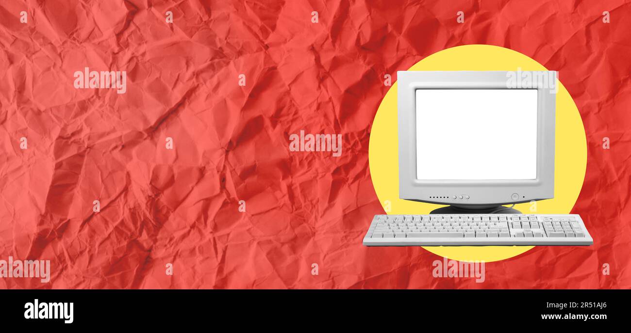 Creative collages of ads and applications use old computers to ...